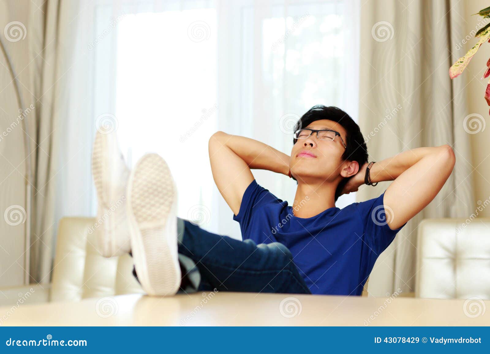 Man relaxing at home stock image. Image of relaxing, closed - 43078429