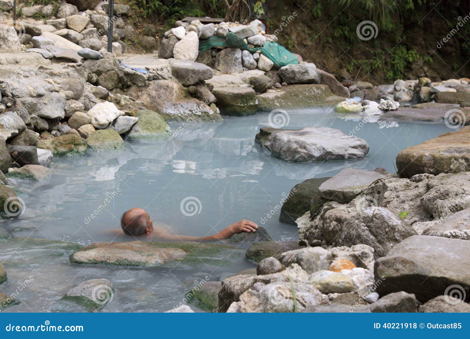 Man Relaxing on a Natural Hot Spring Editorial Stock Photo - Image of ...
