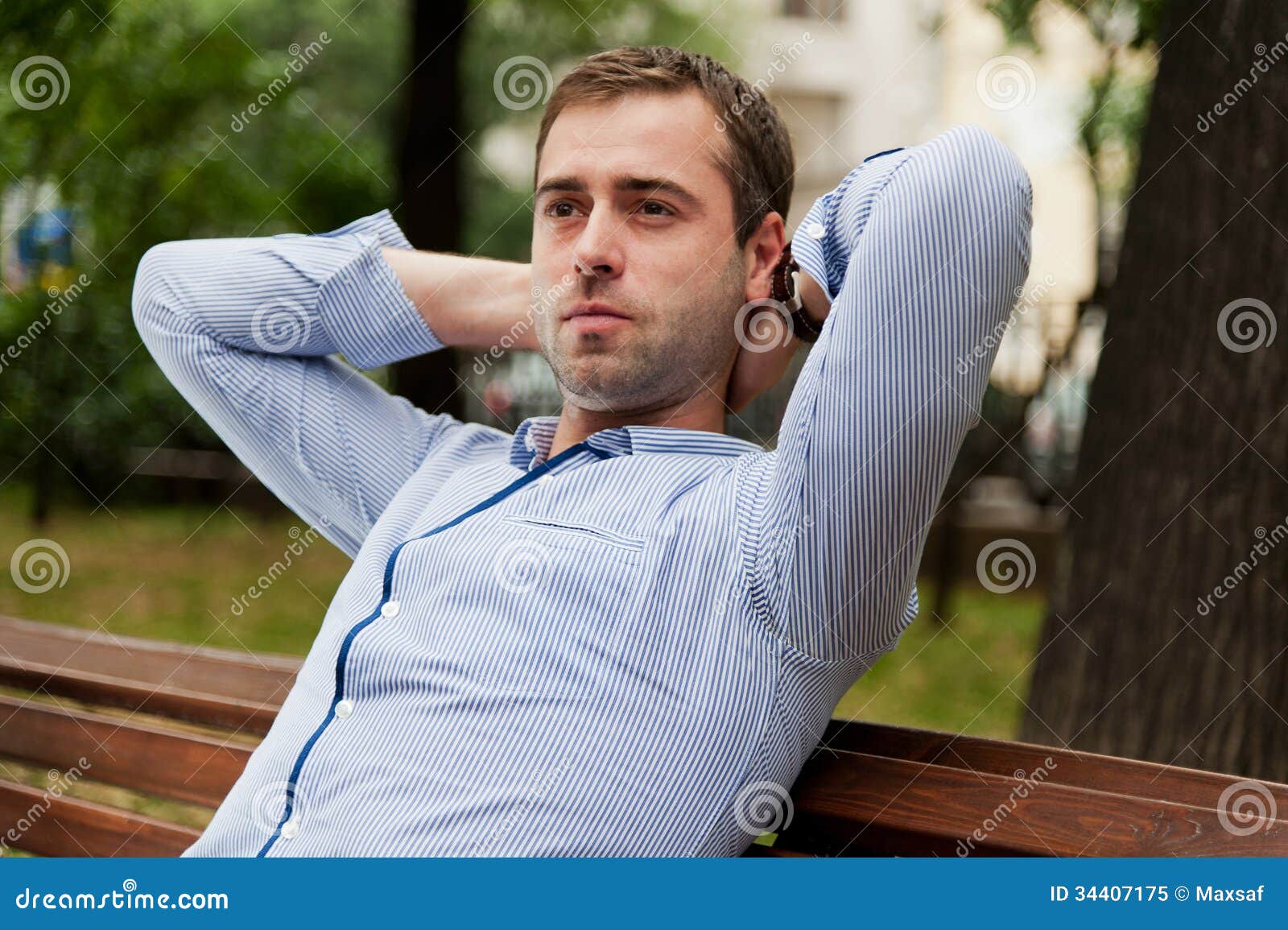 Man Relaxing in the Public Garden Stock Image - Image of happy ...