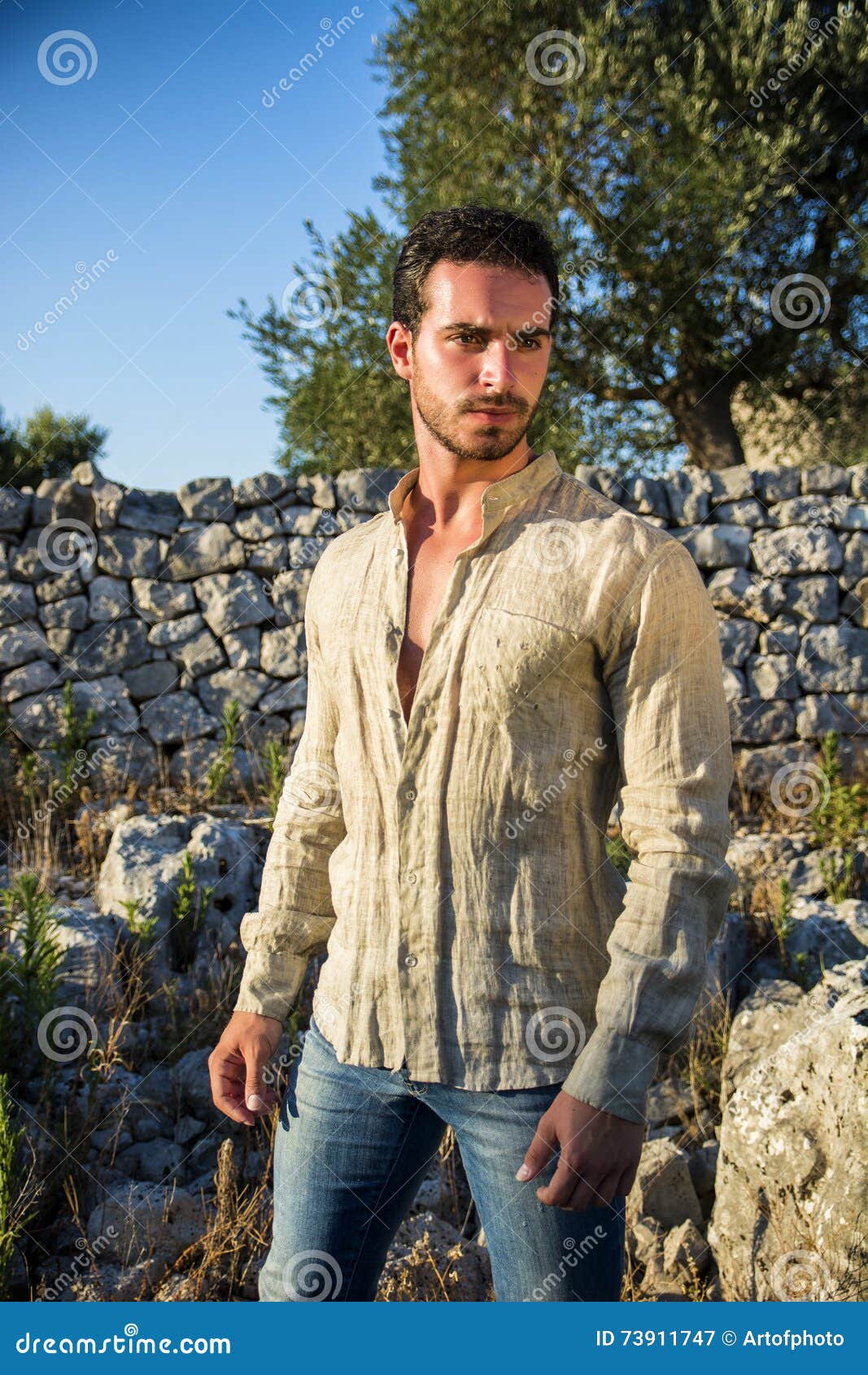 Man Relaxing in Warm Sunlight among Trees Stock Image - Image of people ...