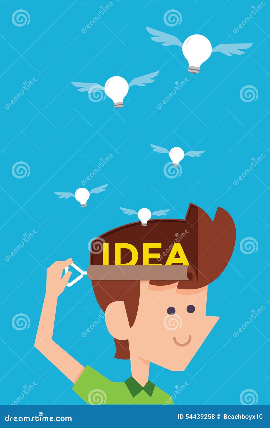 Man releasing idea bulb. stock vector. Illustration of freedom - 54439258