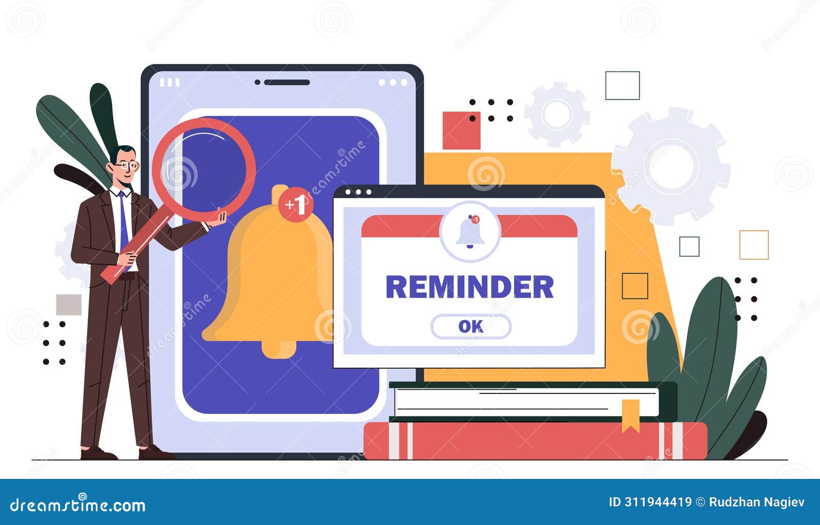 Man with Reminder Vector Concept Stock Vector - Illustration of organizer, abstract: 311944419
