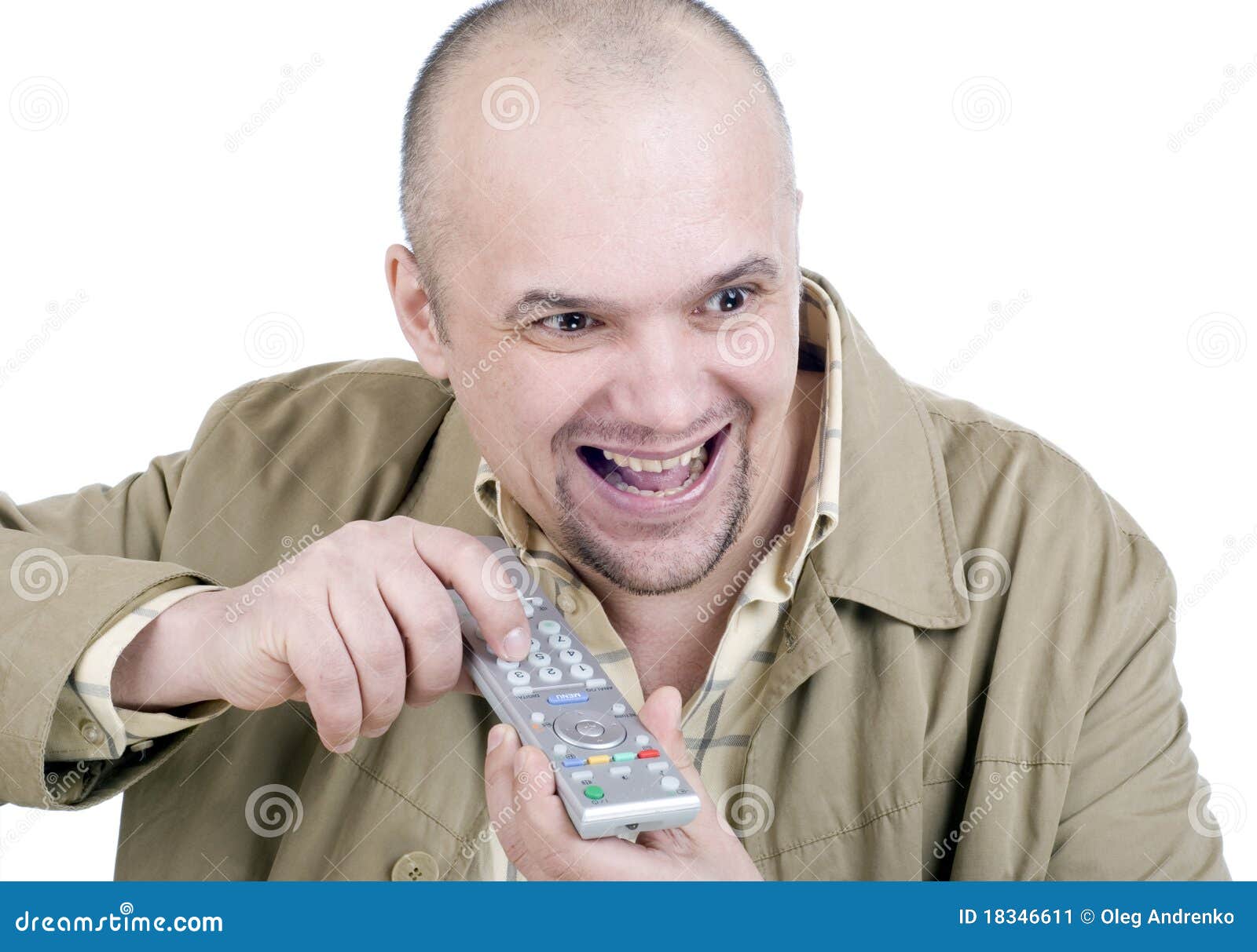 The Man With A Remote Control Stock Image - Image of television, button ...