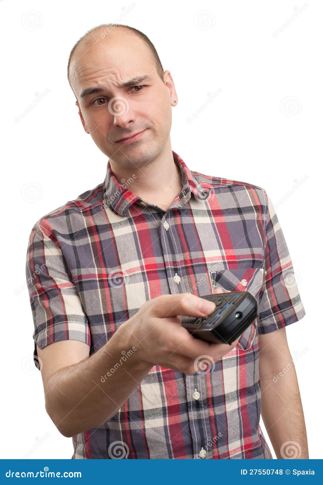 Man with remote control stock photo. Image of multimedia - 27550748