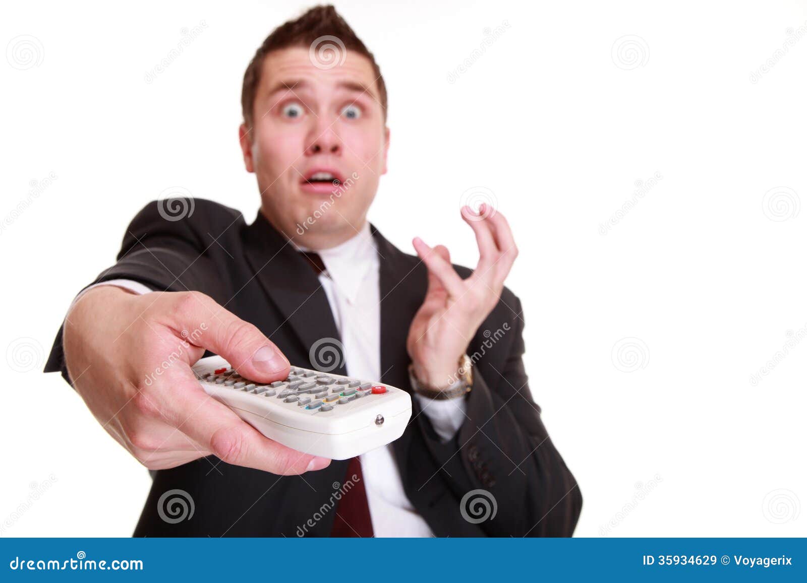 Man with Remote Control Changing Channel Stock Image - Image of ...