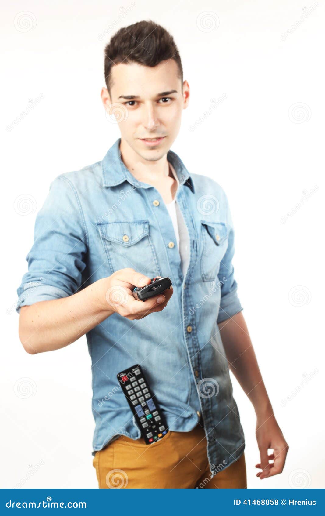 Man with a remote control stock photo. Image of channel - 41468058