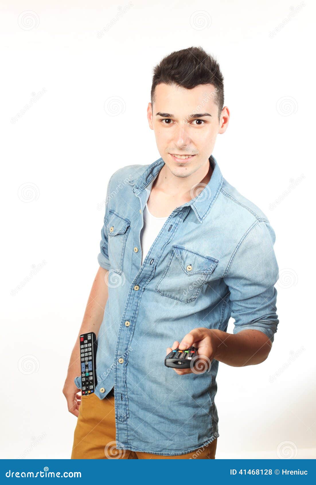 Man with a remote control stock photo. Image of concept - 41468128