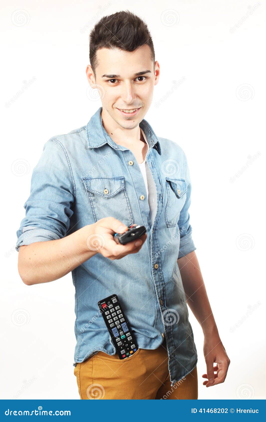 Man with a remote control stock photo. Image of people - 41468202