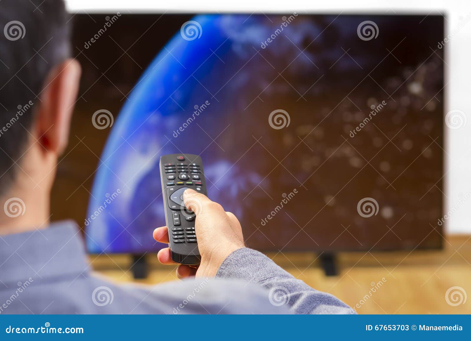 Man with Remote Control Watching Tv Stock Image - Image of film, high ...