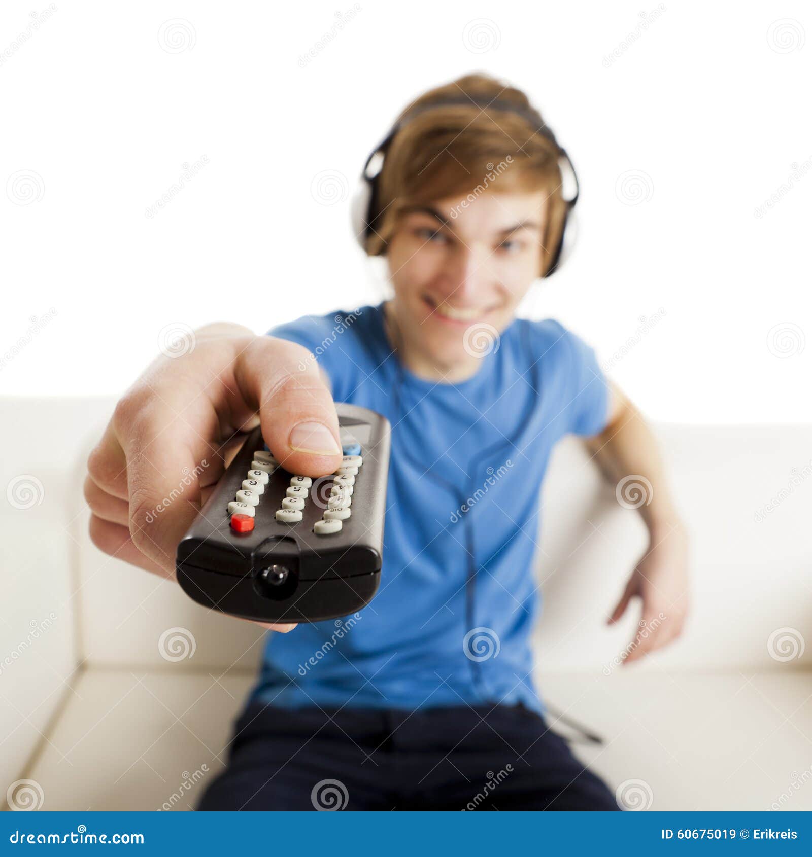 Man with a remote control stock image. Image of remote - 60675019