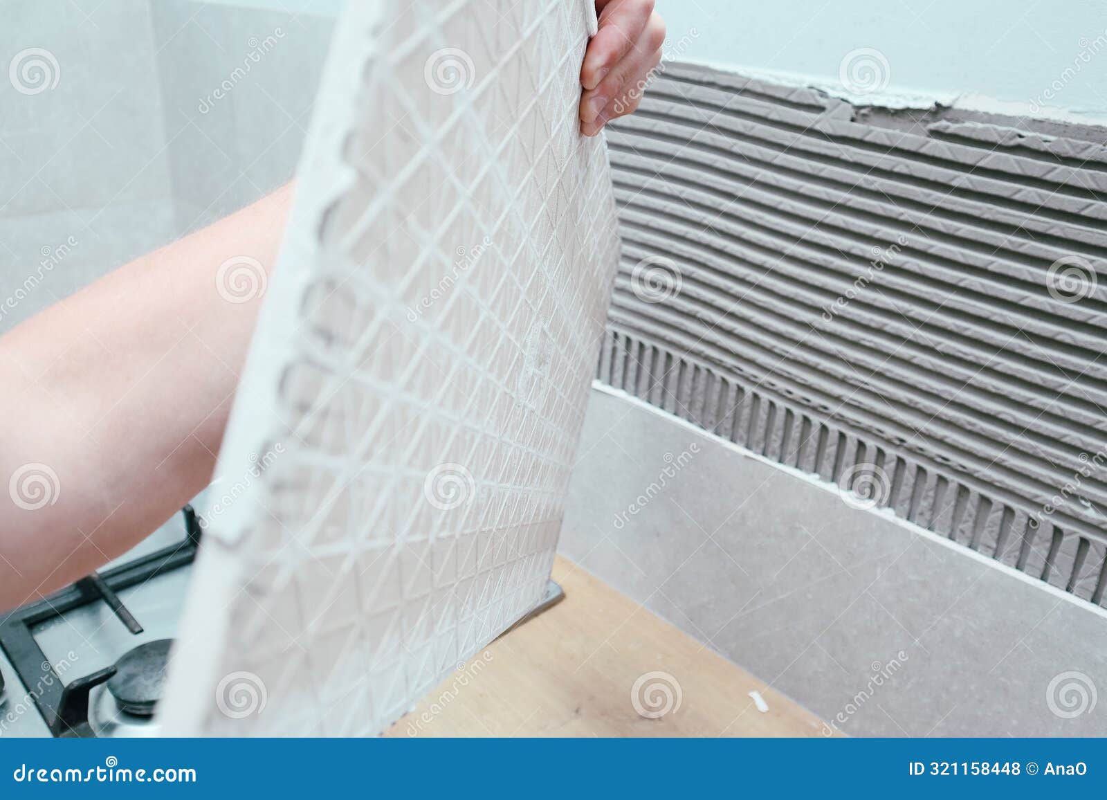 Man Remove Tile from Wall, Close-up. a Tile Has Fallen Off the Wall ...