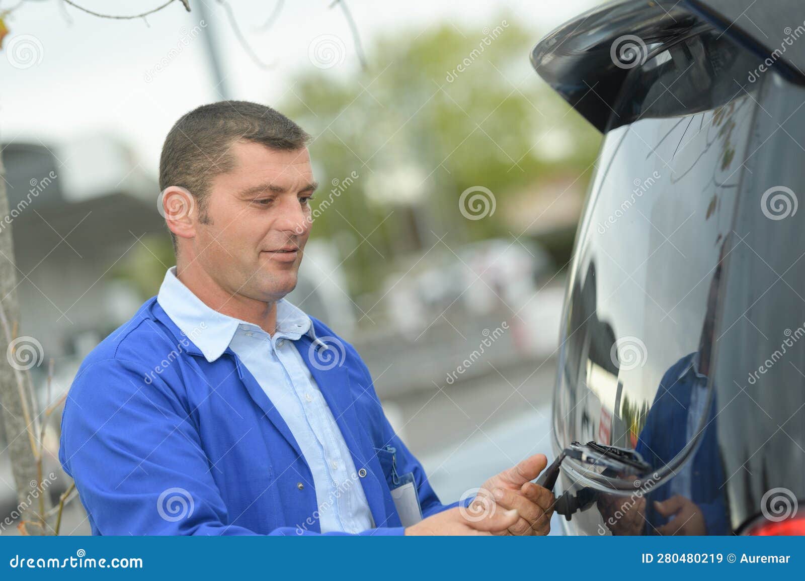 Man Removing Back Wiper Car Stock Image - Image of windshield, view ...