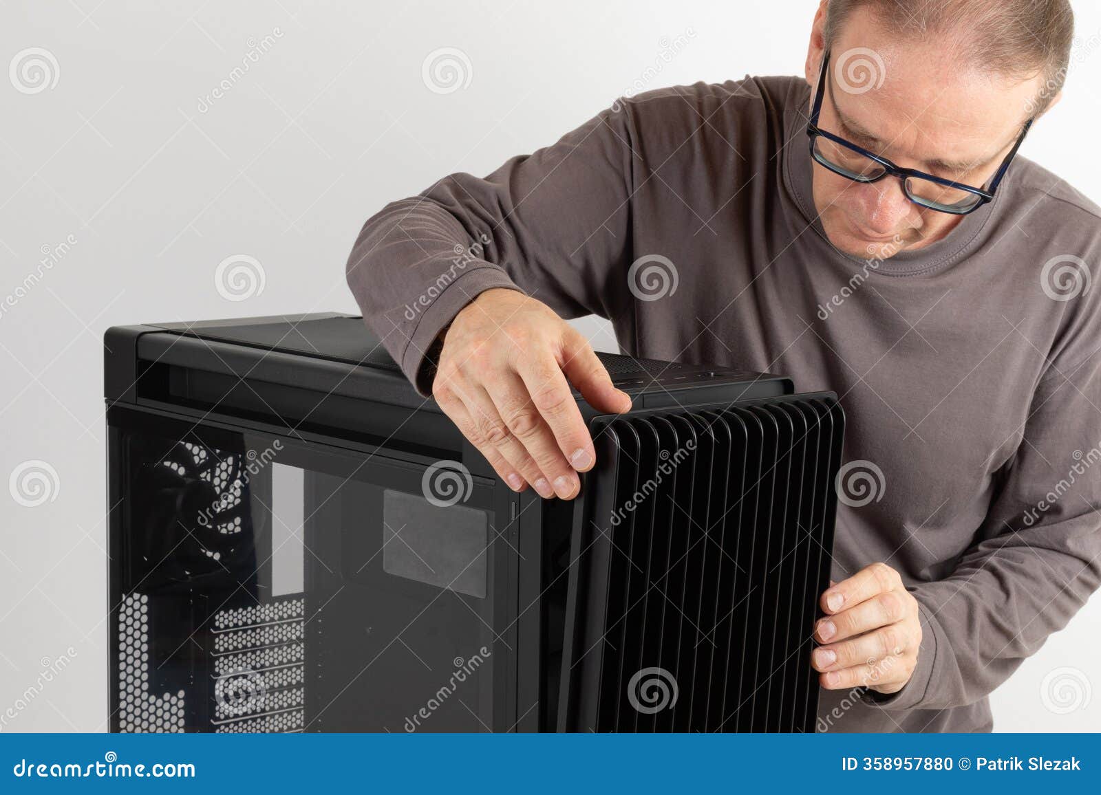 Man Removing 15.5 Mm Front Panel Grille with 45 Porosity with Dust ...