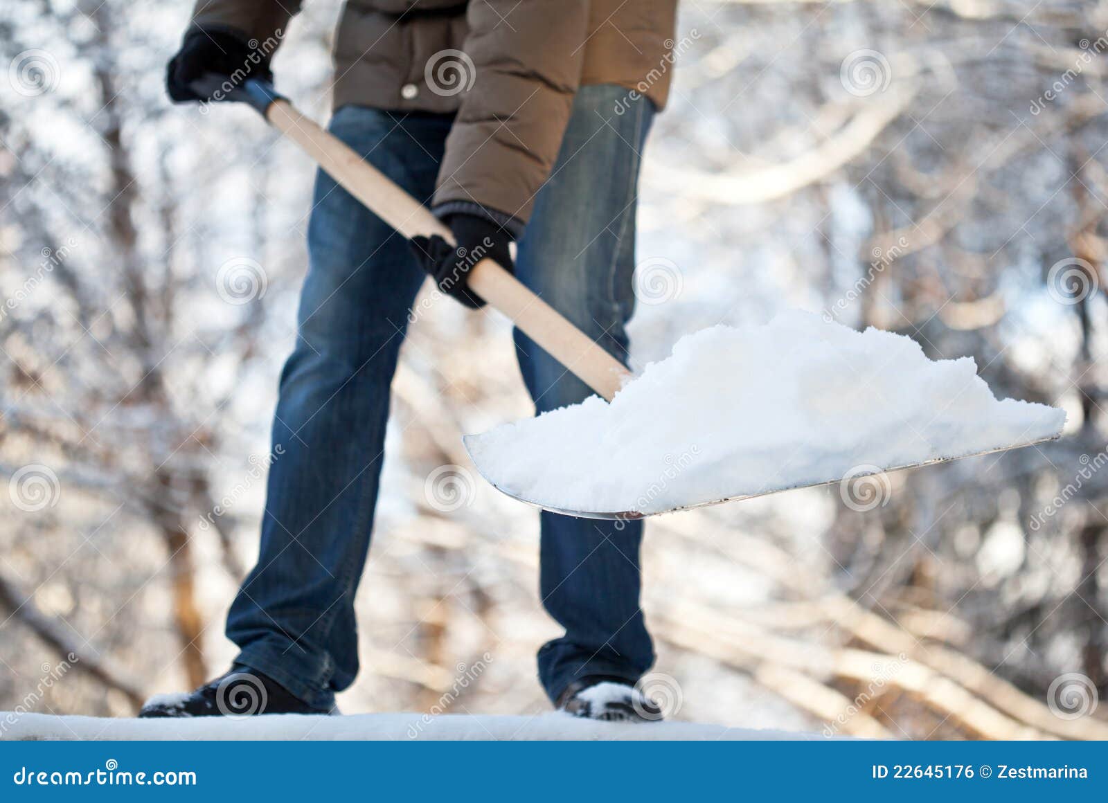 Man Removing Snow from a Driveway Stock Photo - Image of snow, manual ...