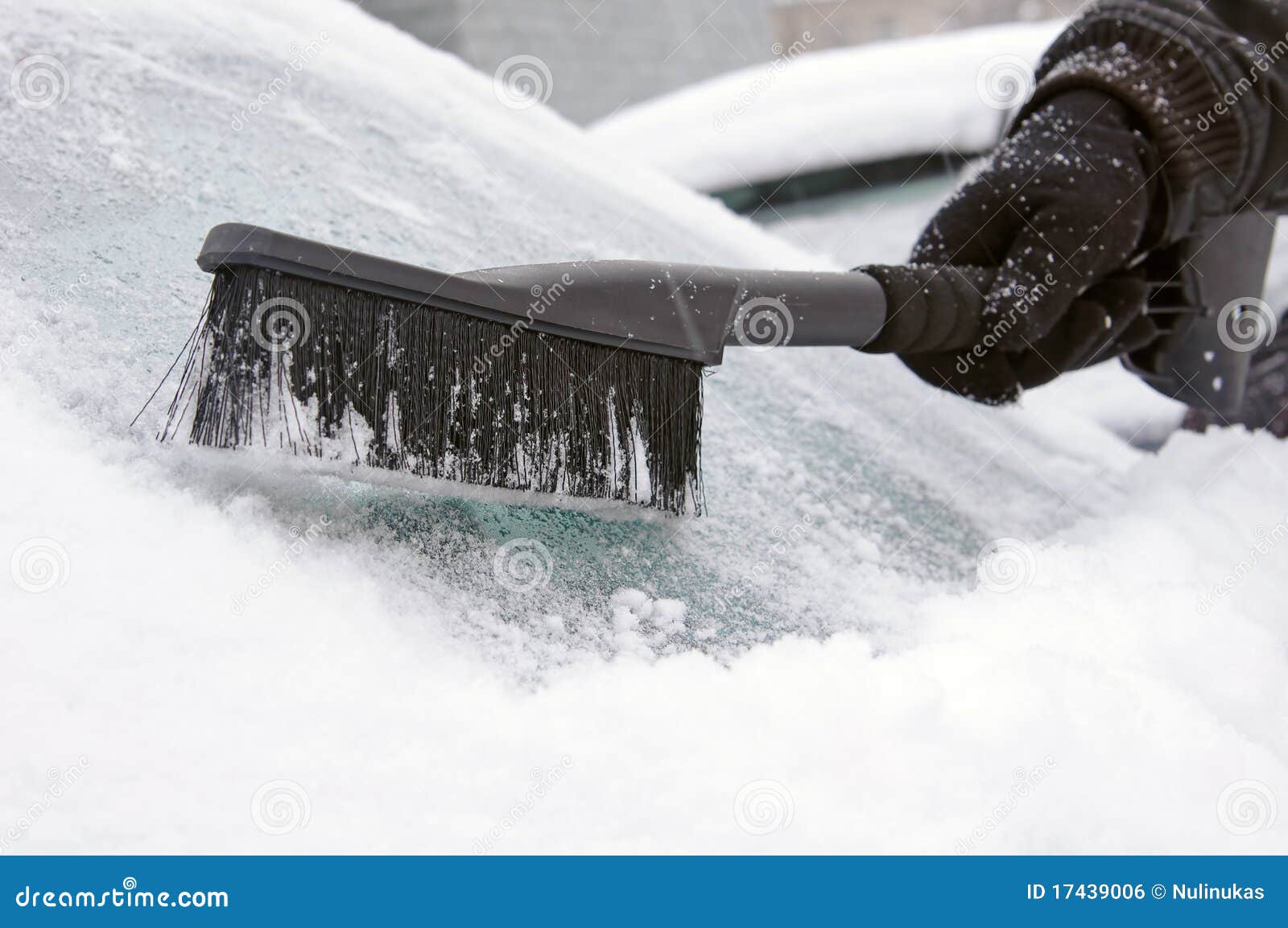 Man Removing Snow and Ice from Window Stock Photo - Image of defrost ...