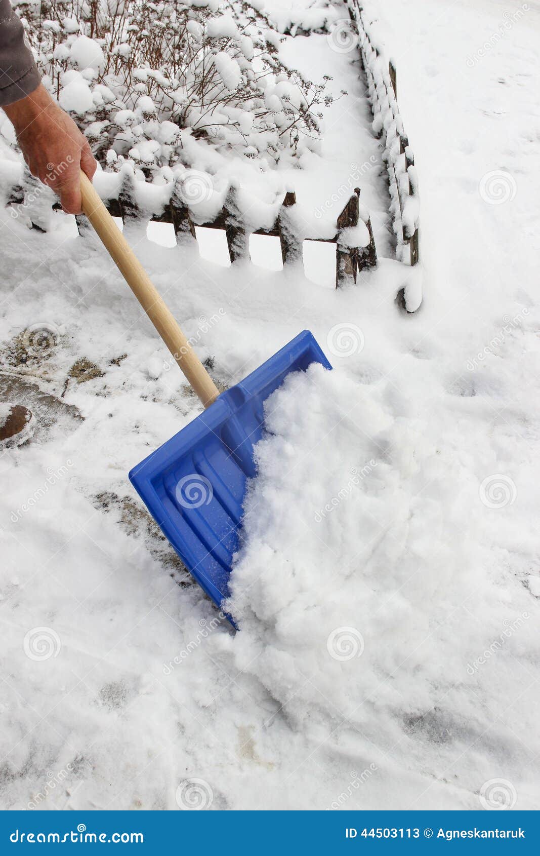 Man Removing Snow from the Sidewalk after Snowstorm Stock Image - Image ...