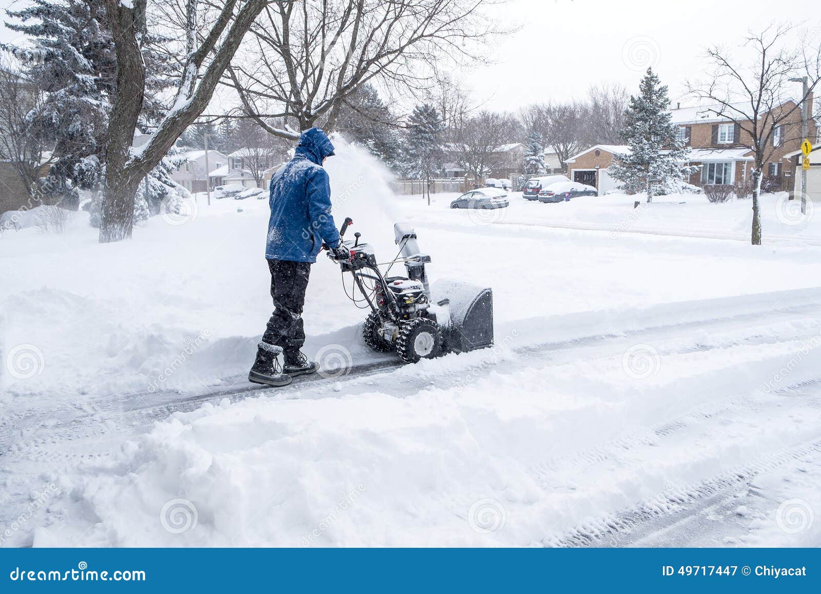 Man Removing Snow with a Snowblower #2 Stock Image - Image of street ...