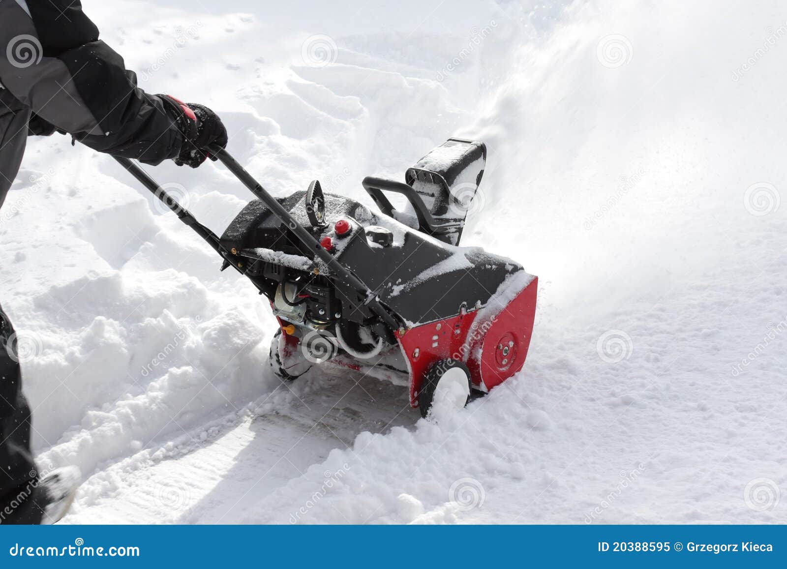 Man Removing Snow after Storm with a Snowblower Stock Image - Image of ...