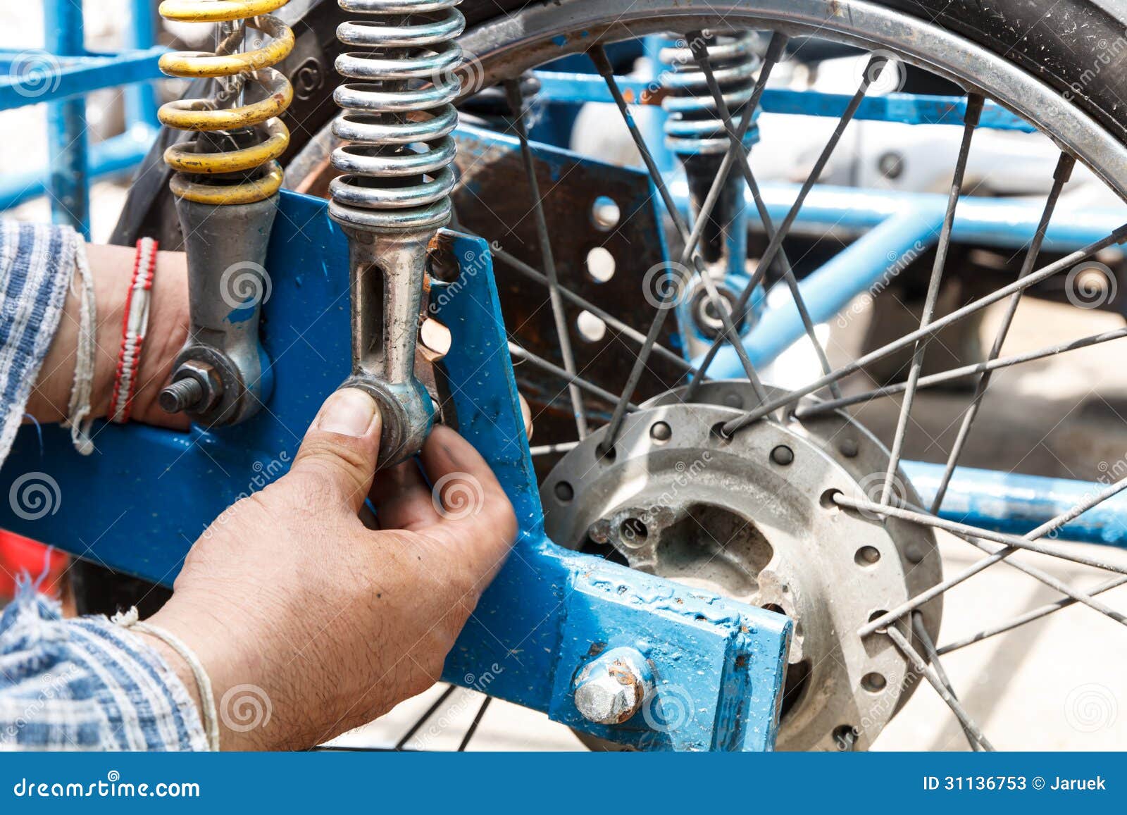 Man repair motorcycle stock image. Image of protection - 31136753