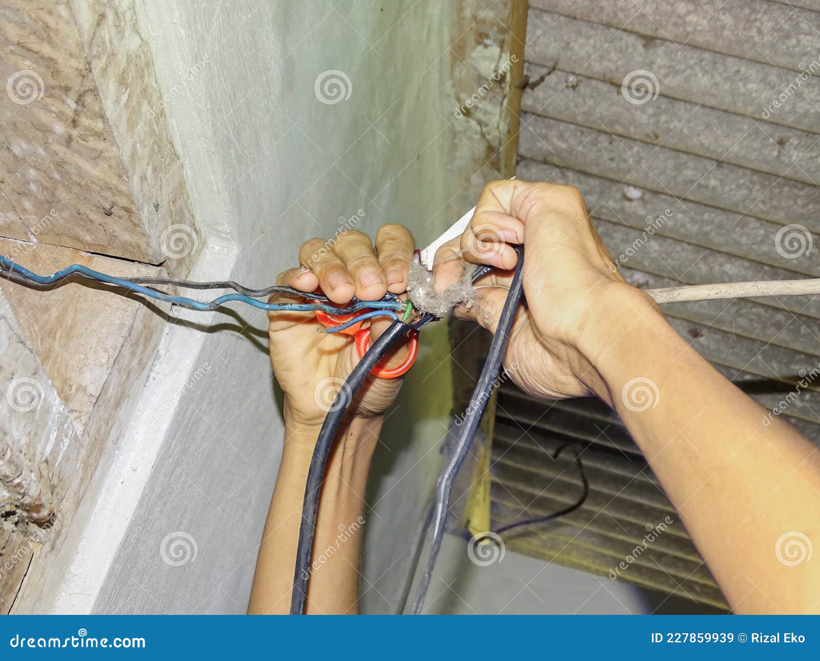 Man Repairing Broken Cable Connection Stock Image - Image of clothing ...