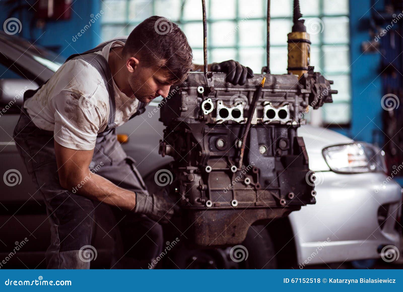 Man Repairing Broken Engine Stock Photo - Image of uniform, tool: 67152518