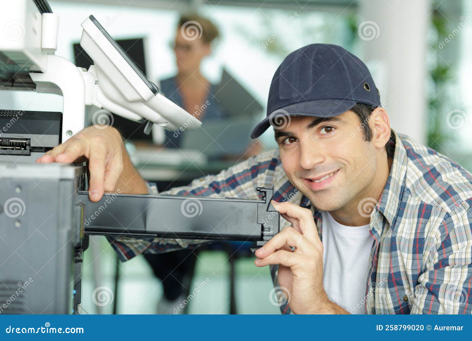 Man Repairing Broken Printer Stock Photo - Image of scanner, copier ...