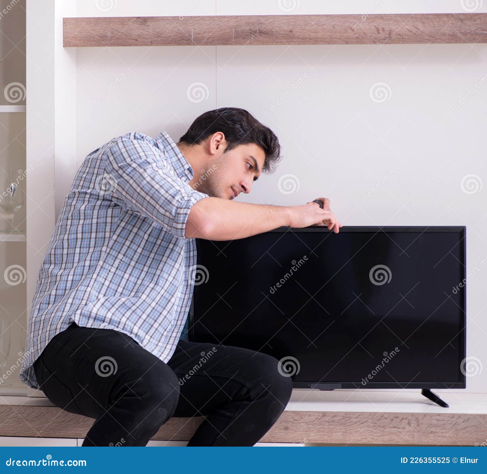 Man Repairing Broken Tv at Home Stock Image - Image of amateurish ...