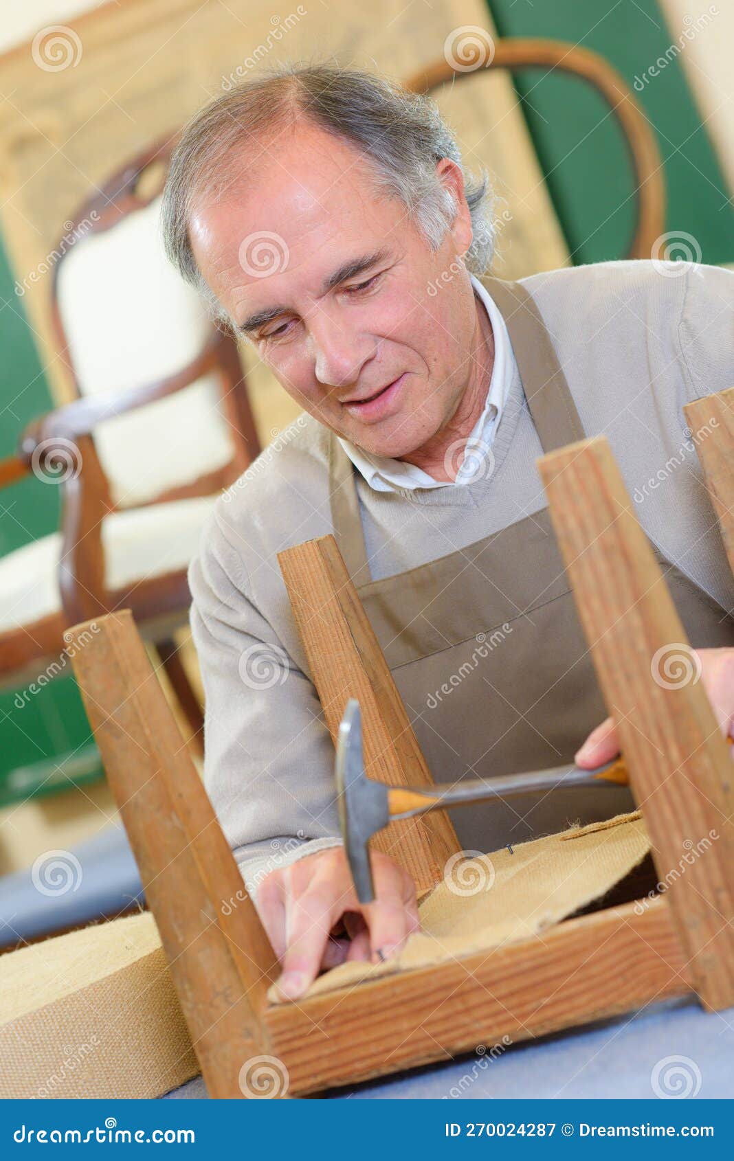 Man repairing chair stock image. Image of wood, restoration - 270024287