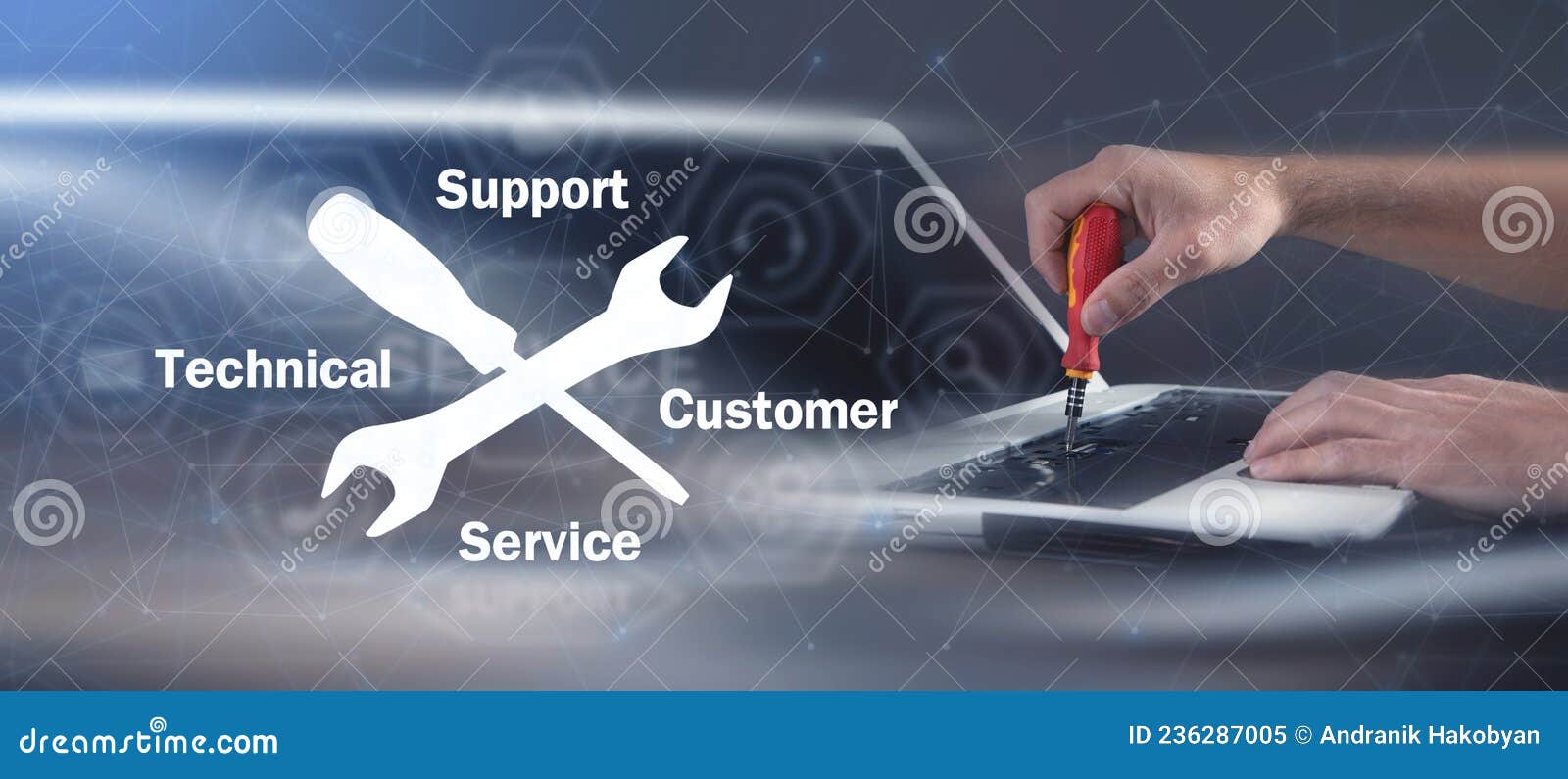 Man Repairing Computer. Technical Support Customer Service Stock Image ...