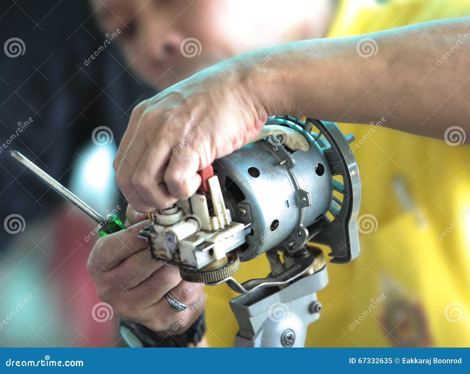 Man Repairing Fan Housework Stock Image - Image of repairman ...