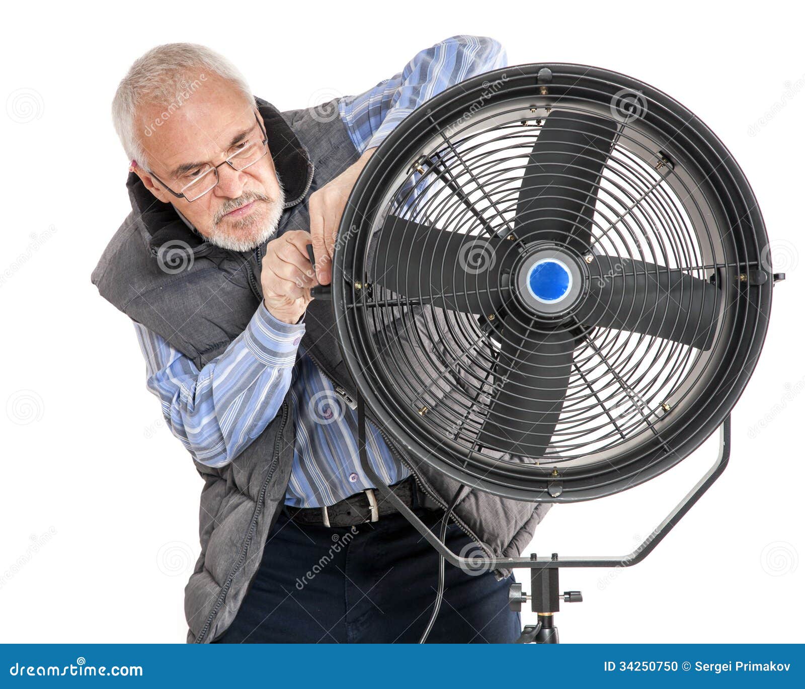 Man repairing fan stock photo. Image of inspector, electricity - 34250750