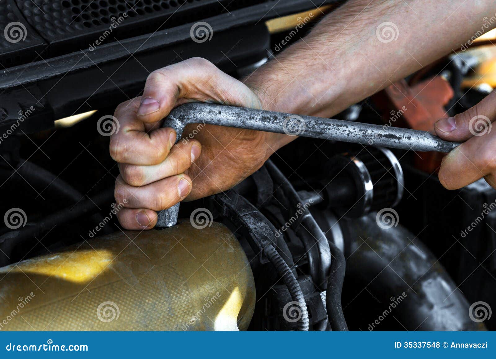 Man repairing motor block stock photo. Image of technician - 35337548