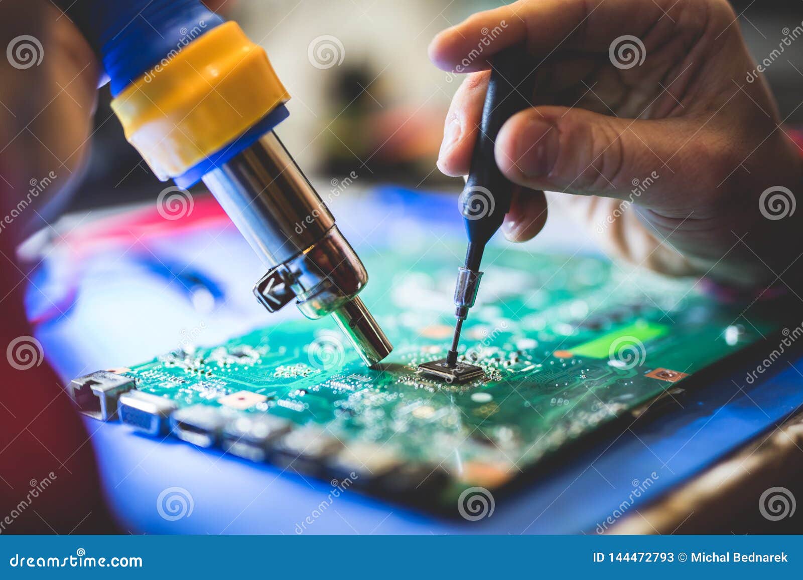 Man Repairing PC Main Board Stock Image - Image of computer, device ...