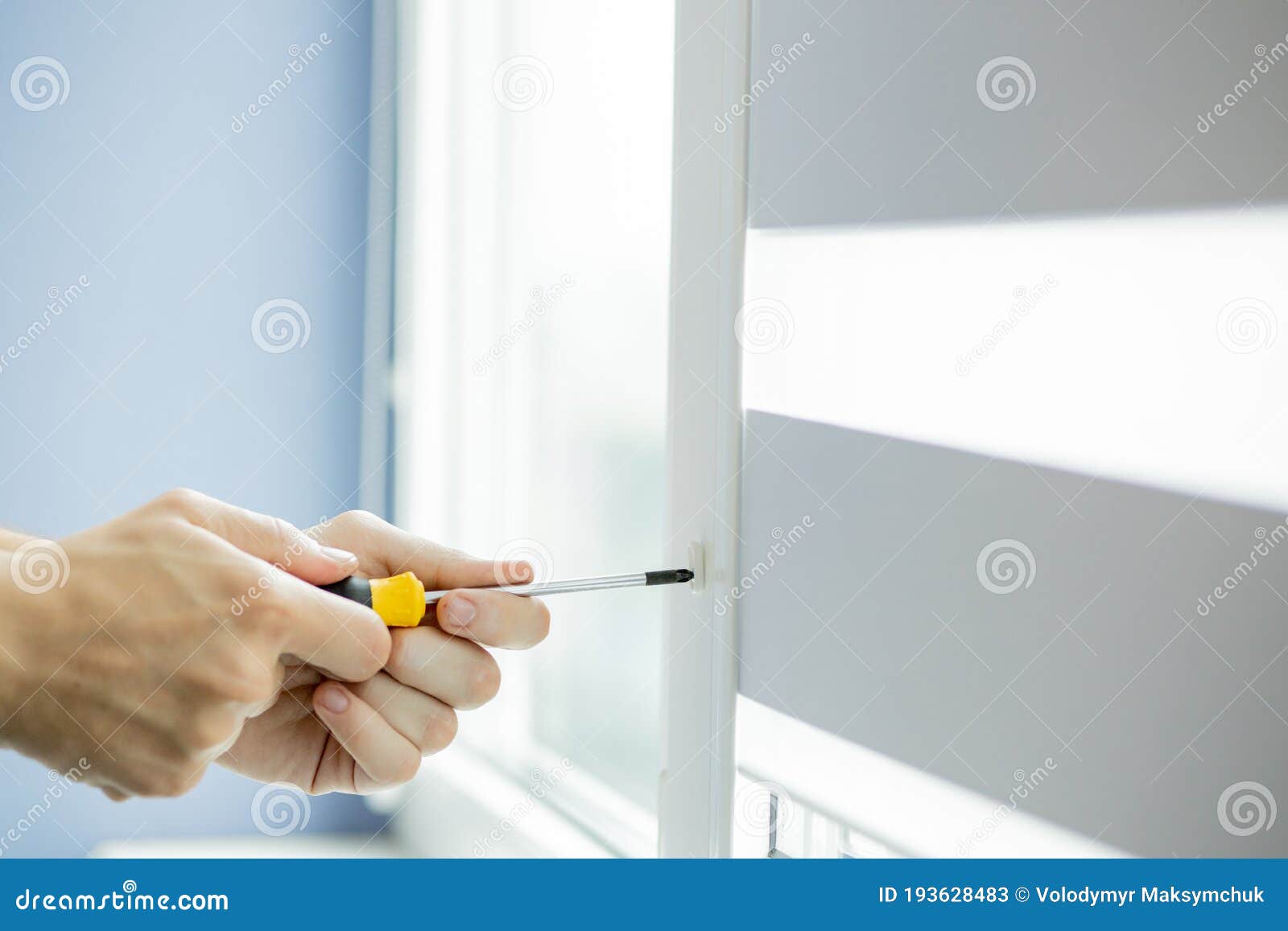 The Man is Repairing the Plastic Window Stock Image - Image of indoors ...