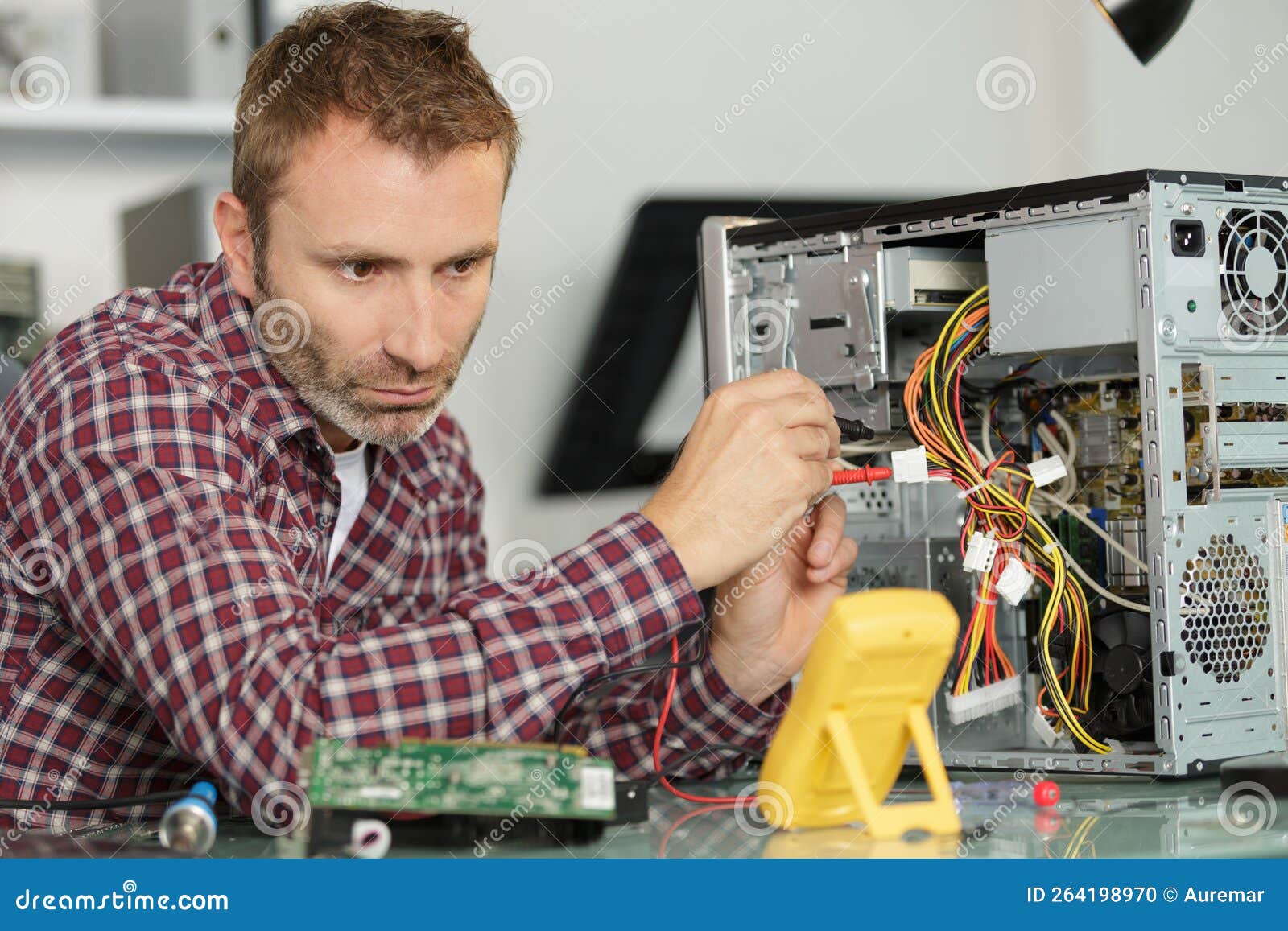Man repairs a pc stock photo. Image of order, technology - 264198970
