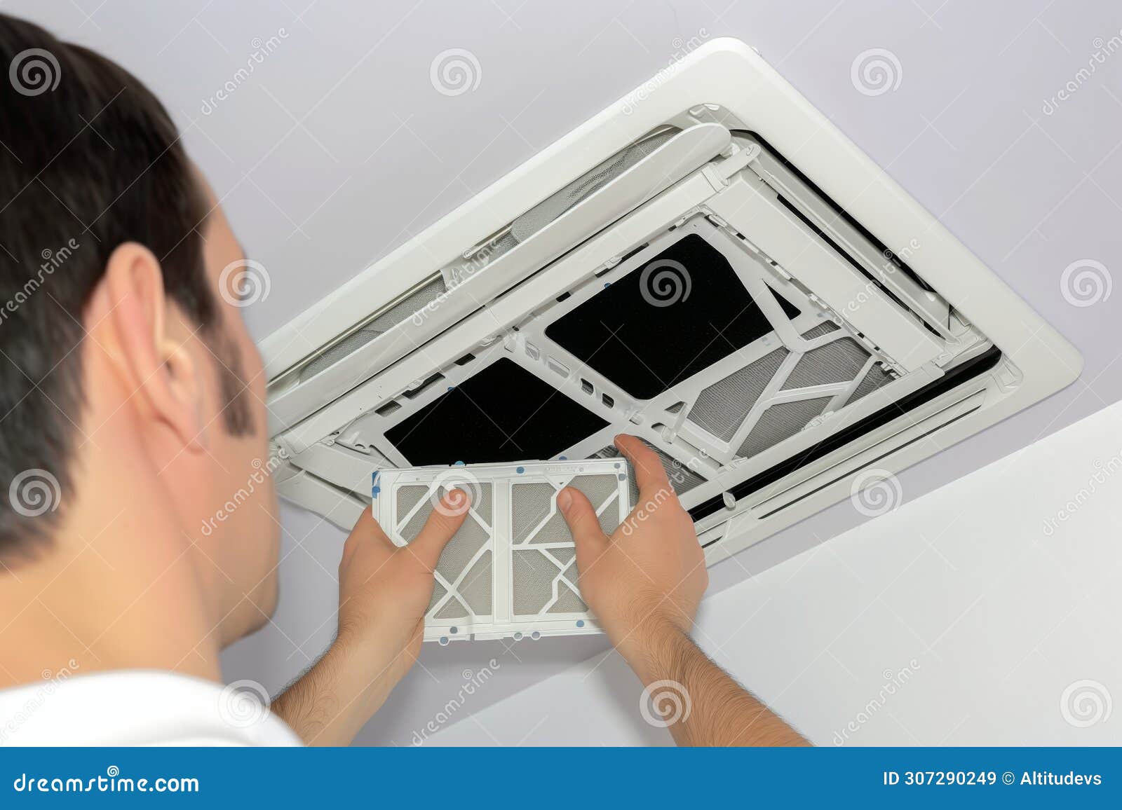 Man Replacing Air Filter in Hvac System Stock Illustration ...