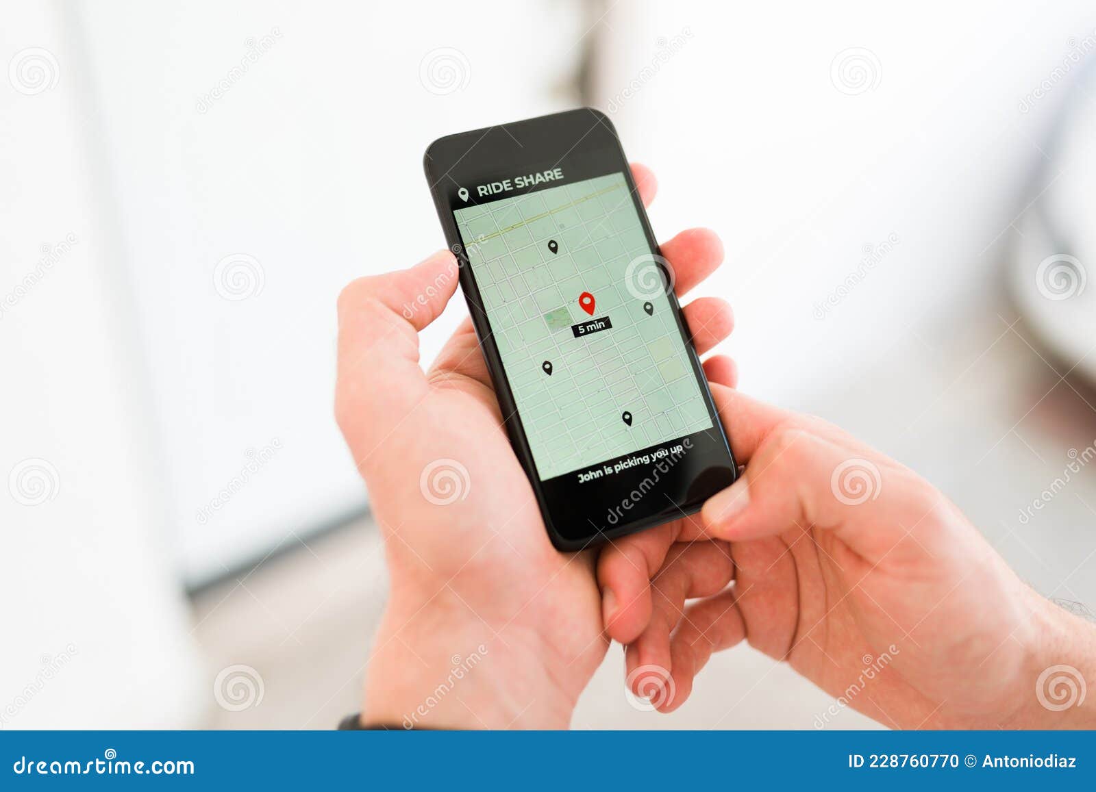 Man Requesting a Driver on a Ride Share App Stock Photo - Image of ...
