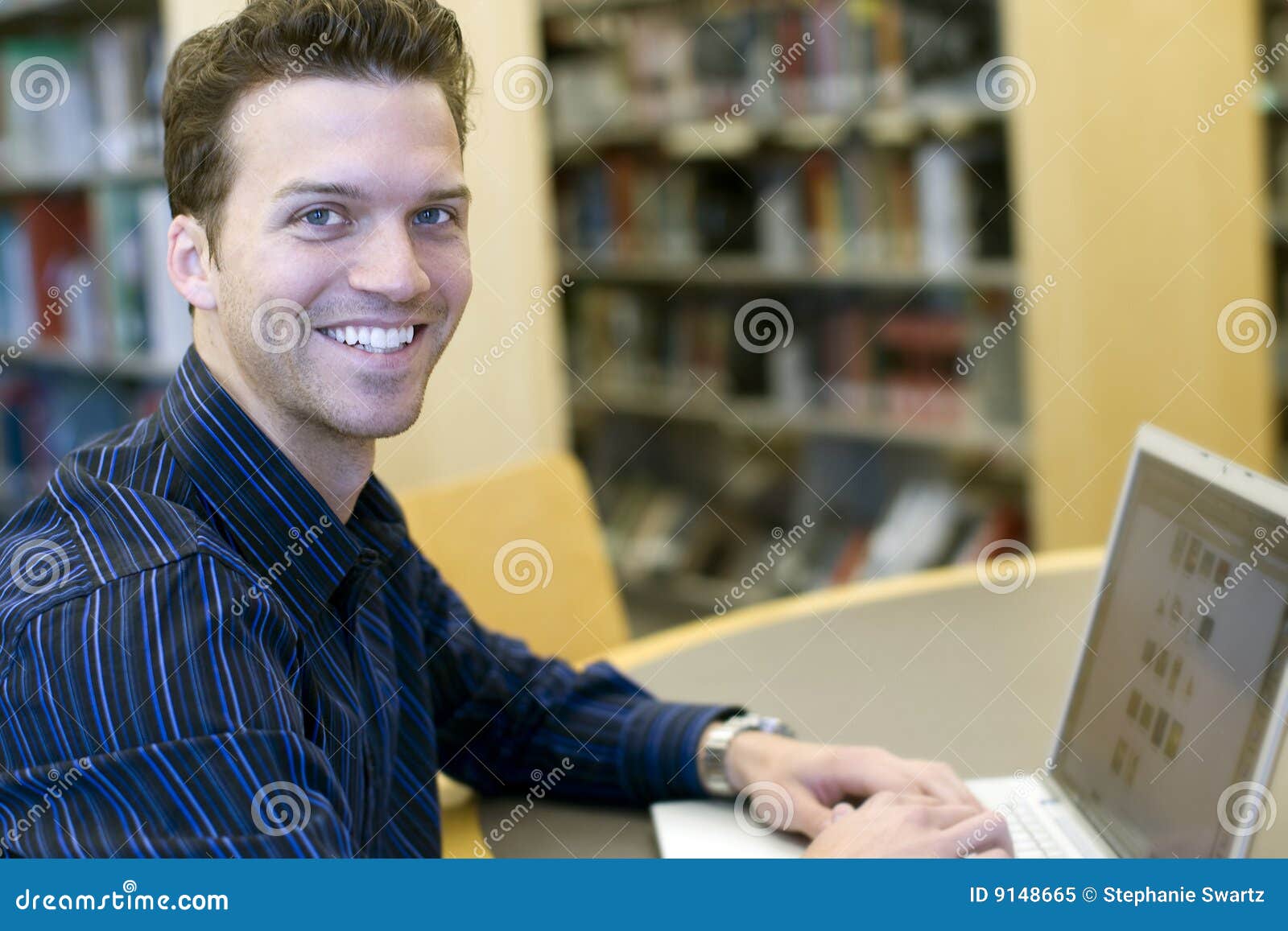 Man researching stock image. Image of casual, face, happy - 9148665