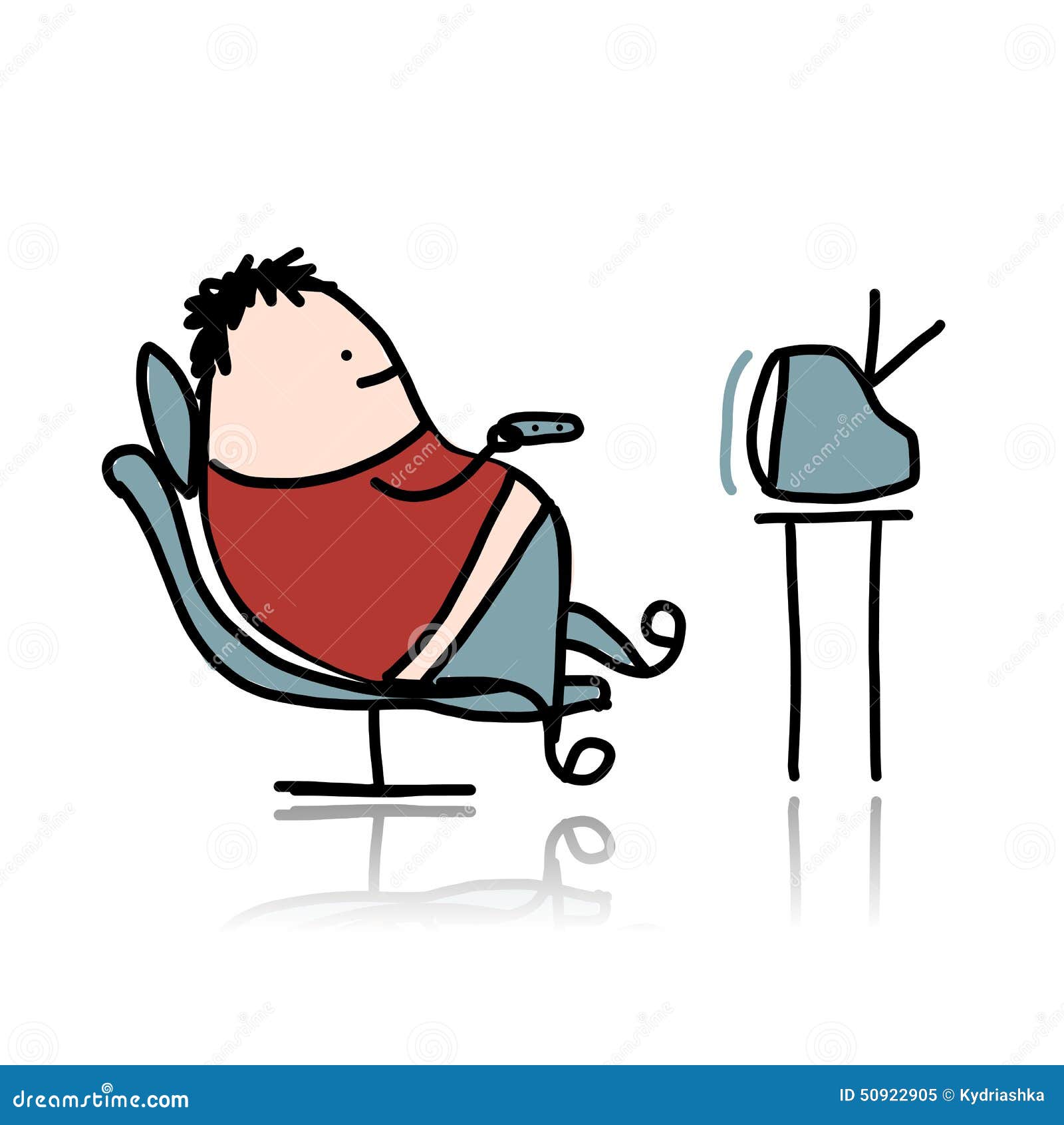 Man Rest at Armchair and Watching Tv Stock Vector - Illustration of ...