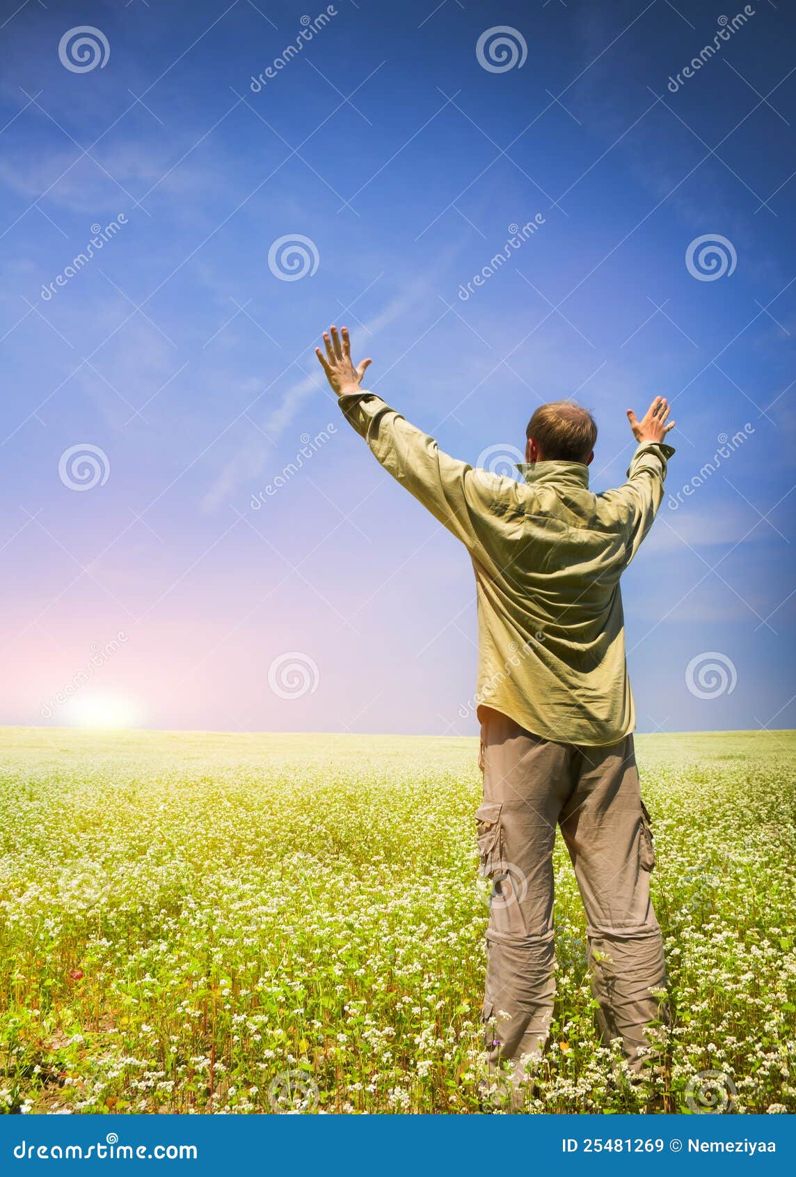Man rest on green field stock image. Image of happy, lifestyle - 25481269