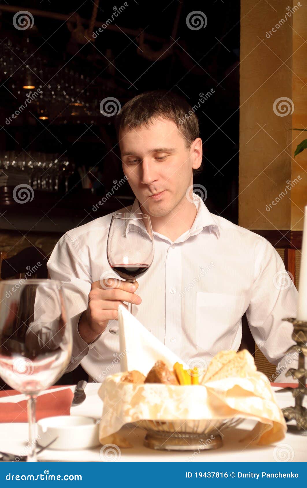 Man at the restaurant stock photo. Image of bottle, drink - 19437816