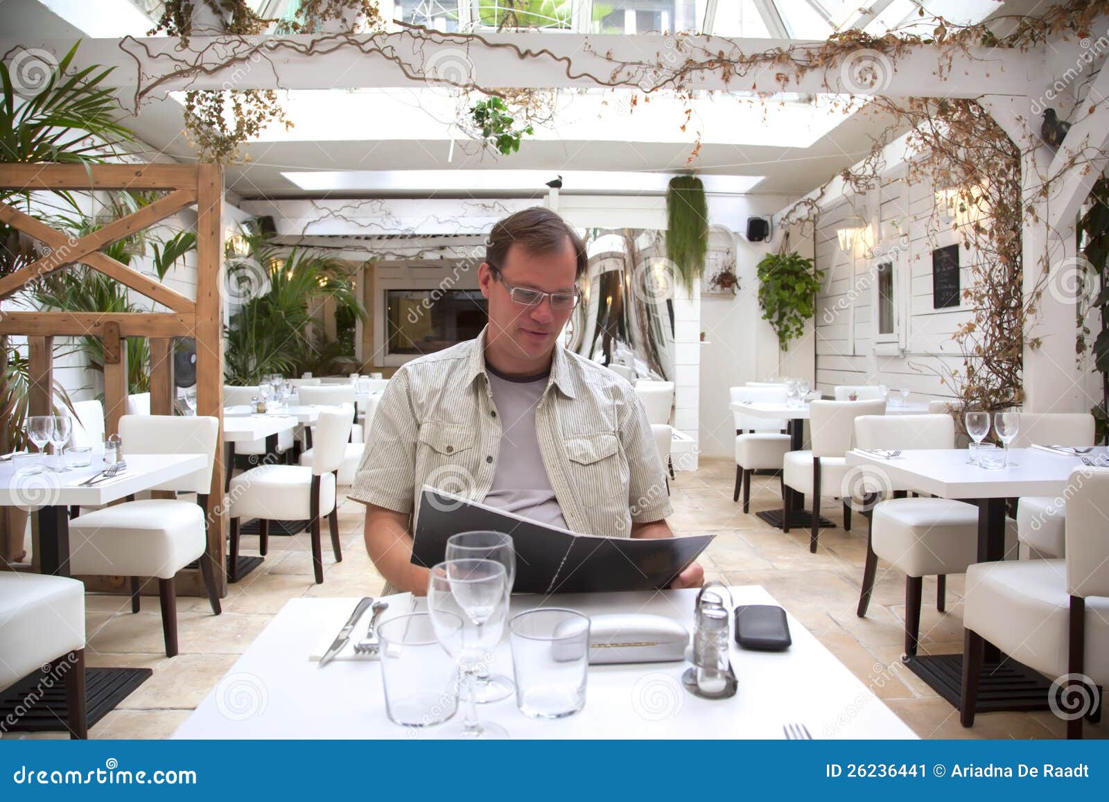 Man in restaurant stock image. Image of setting, menu - 26236441