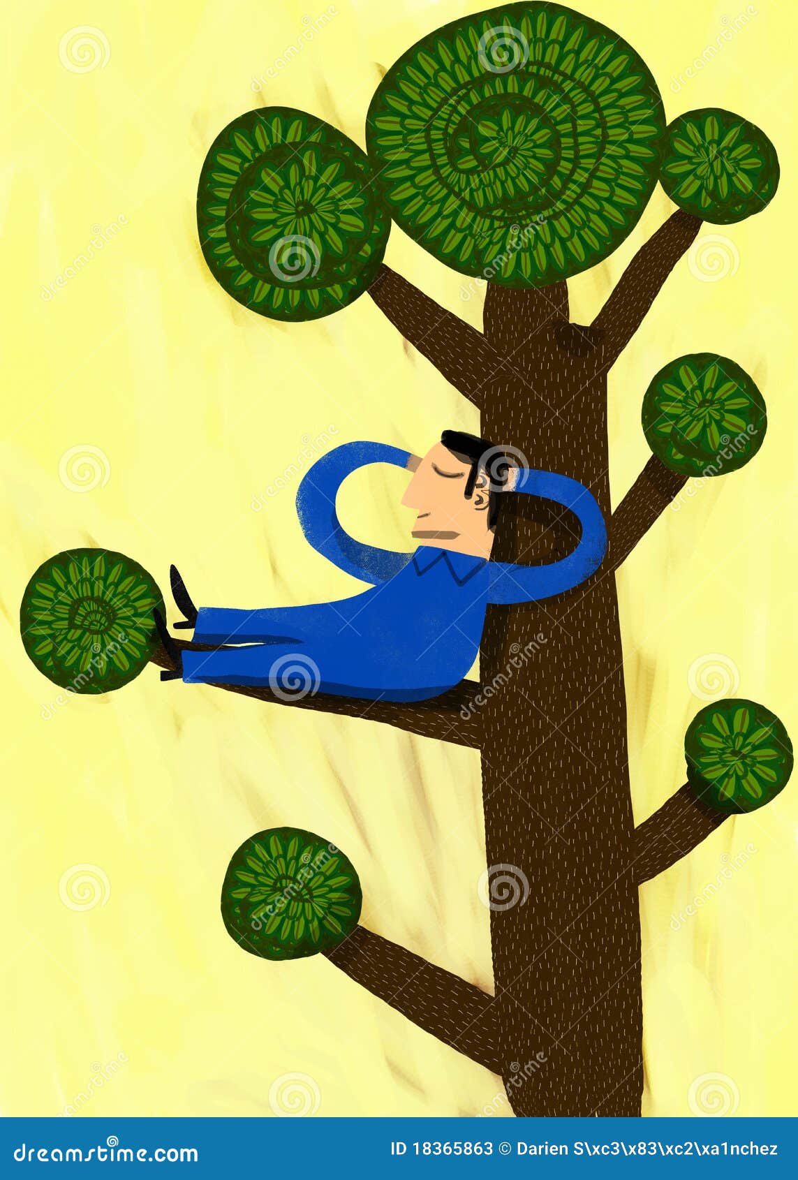 Man Resting in the Branch of a Tree Stock Vector - Illustration of ...