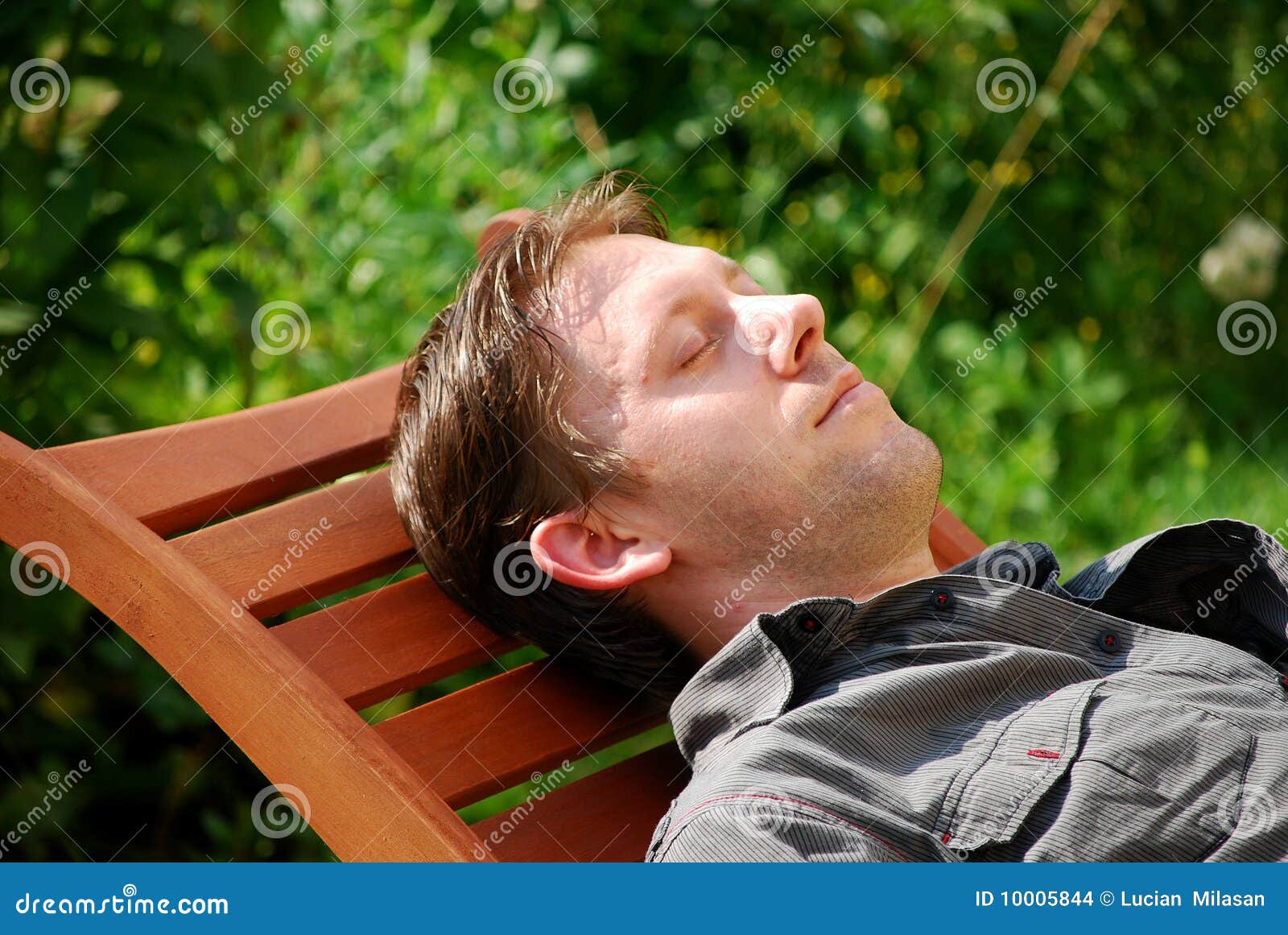 Man resting in the garden stock photo. Image of grey - 10005844