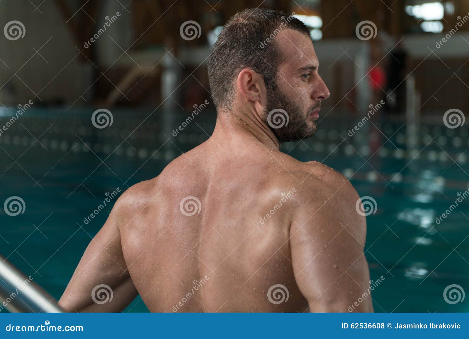 Man Resting Relaxed on Edge of Swimming Pool Stock Photo - Image of ...
