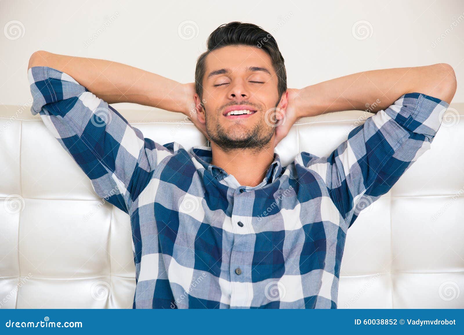 Man Resting on the Sofa at Home Stock Photo - Image of happy, casual ...