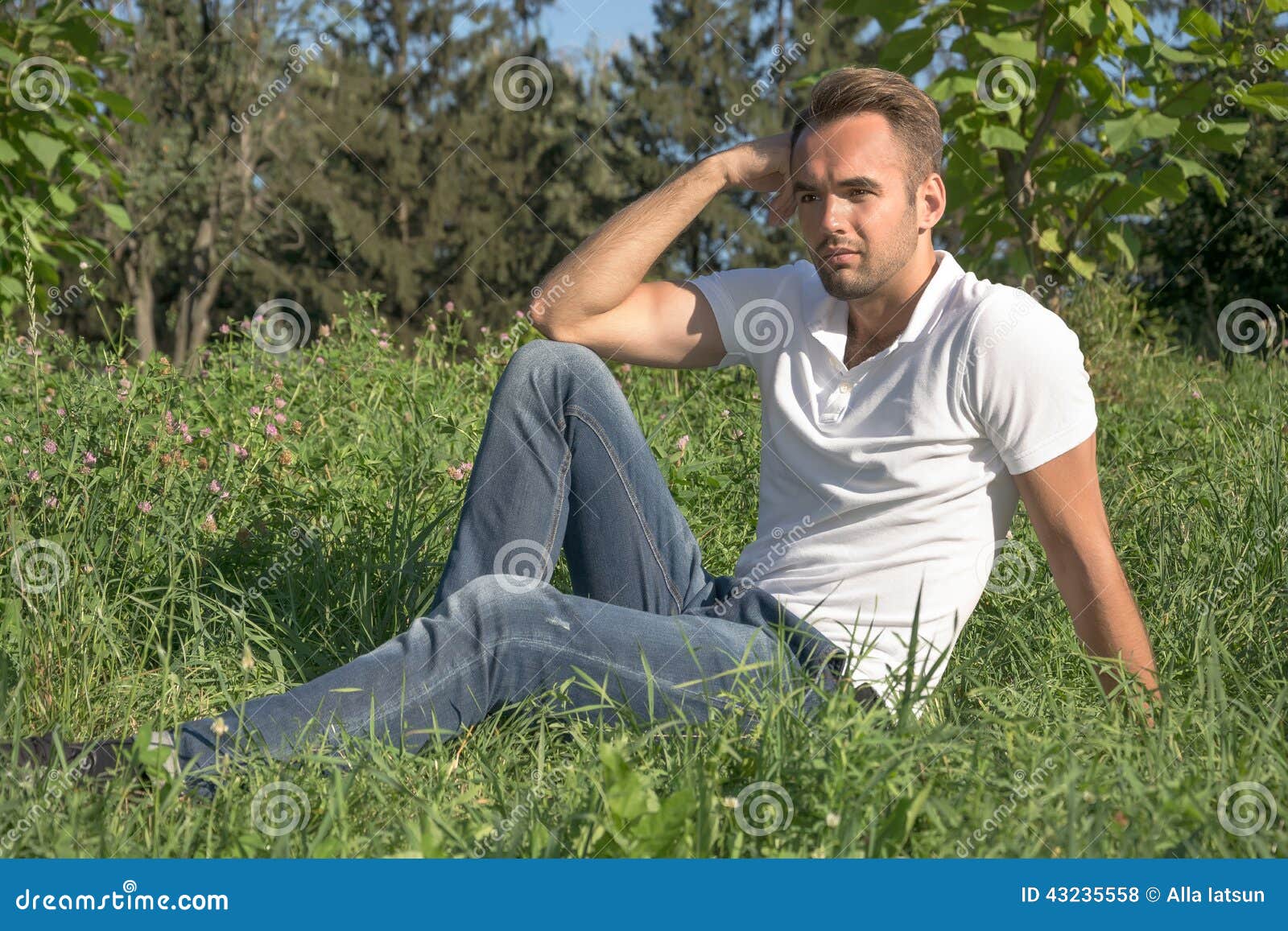 Man Resting in a Summer Park Stock Photo - Image of businessman ...