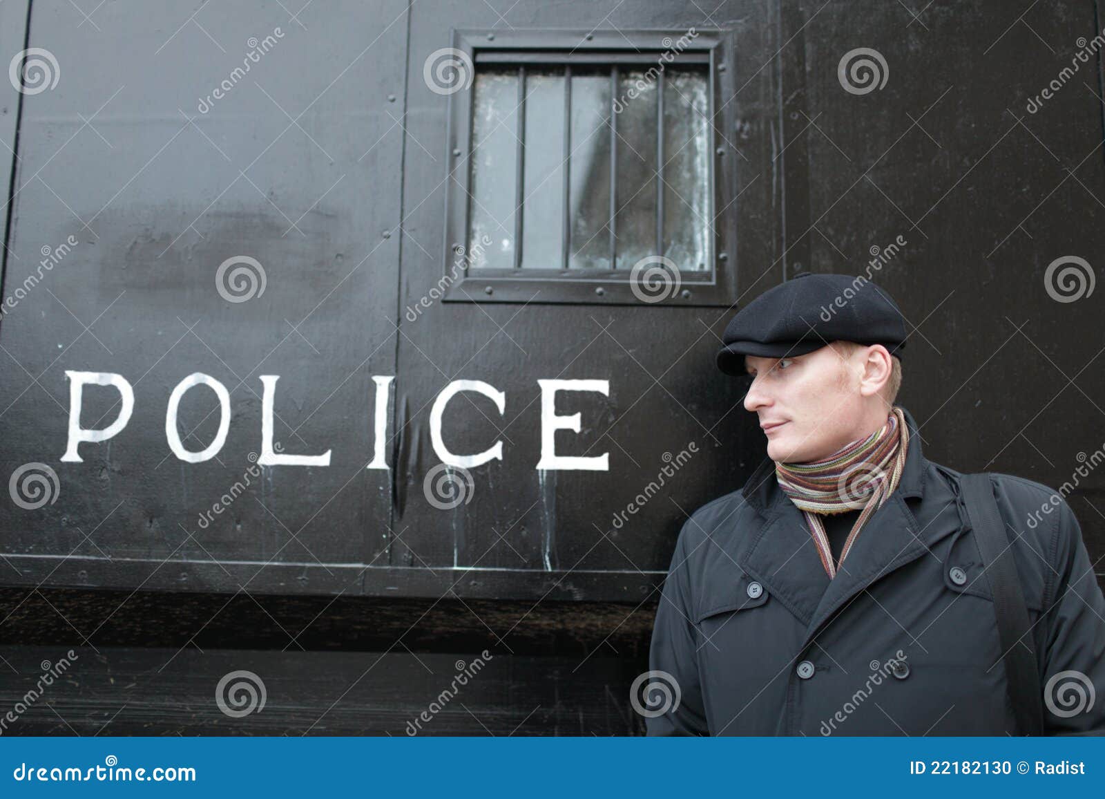 Man and Retro Police Carriage Stock Photo - Image of english, culture ...