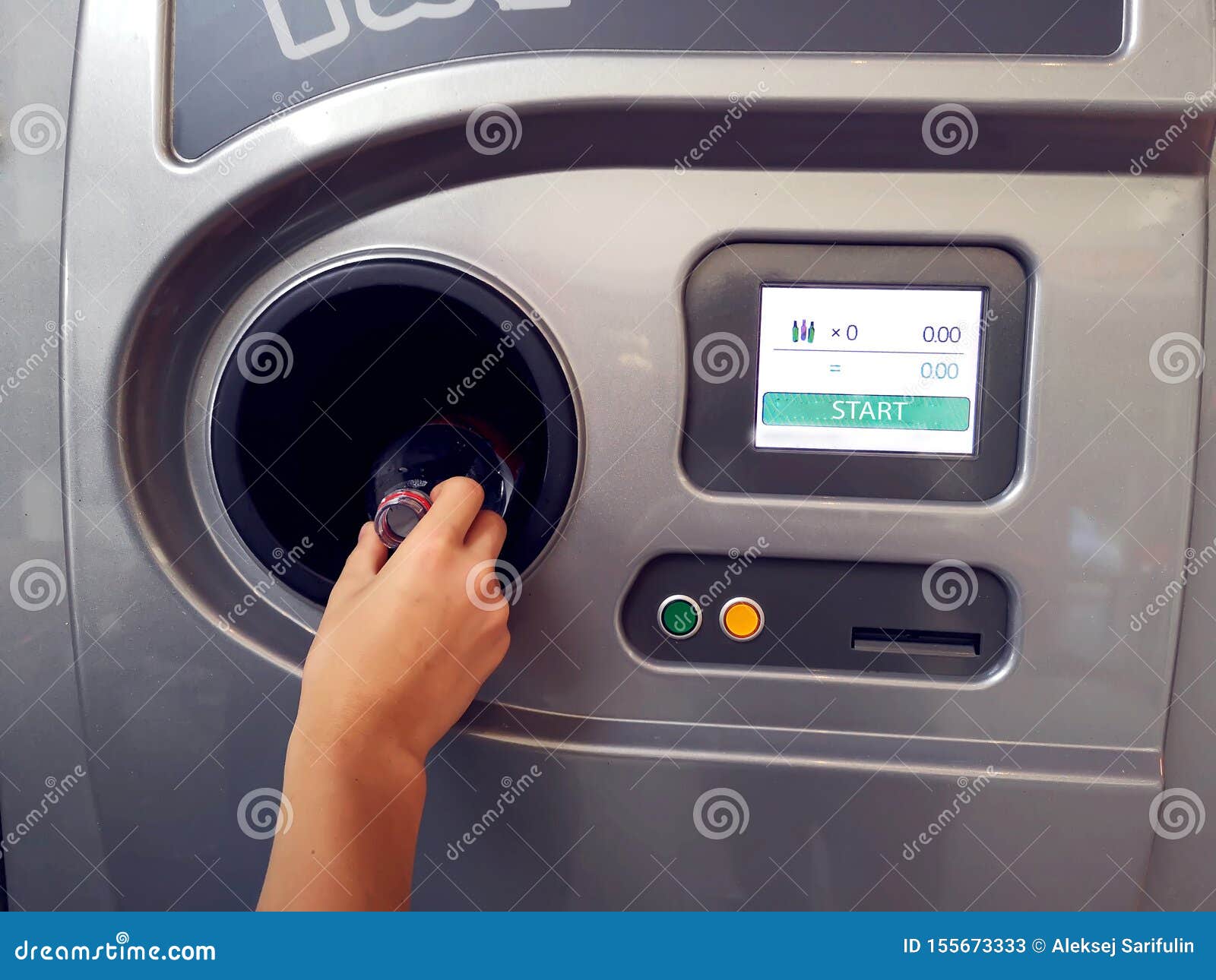 Man Returns Bottles and Cans of Reusable Packagings in Reverse Vending ...