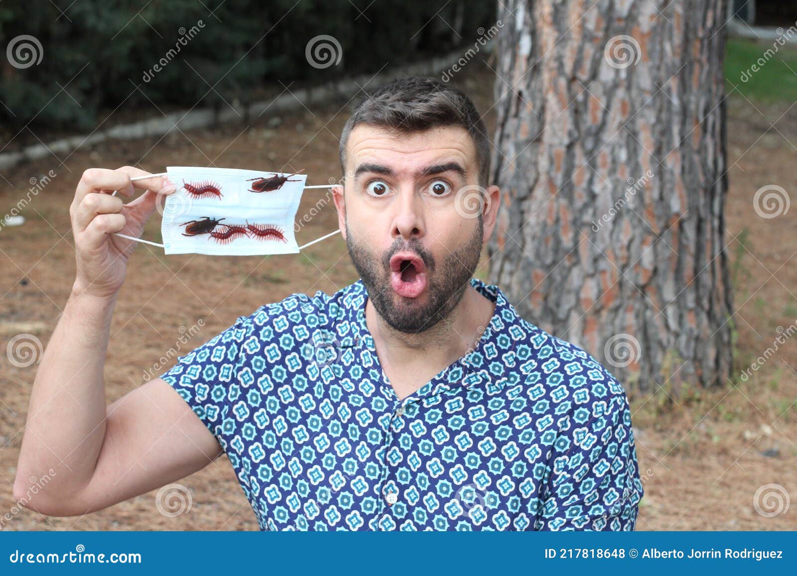 Man Reusing Dirty Protective Mask Full of Germs Stock Photo - Image of ...